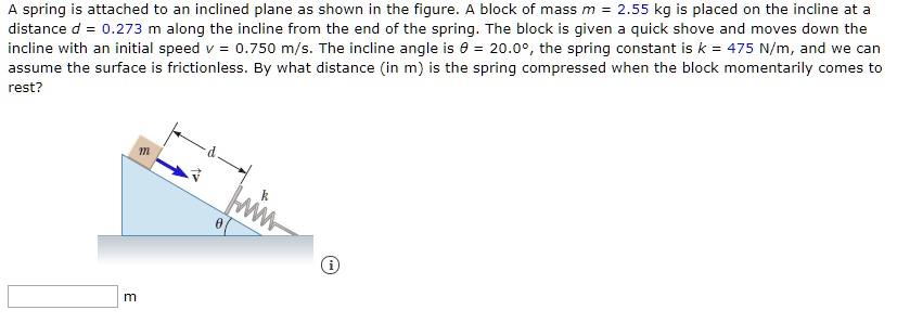 A spring is attached to an inclined plane as shown in the figure. A ...