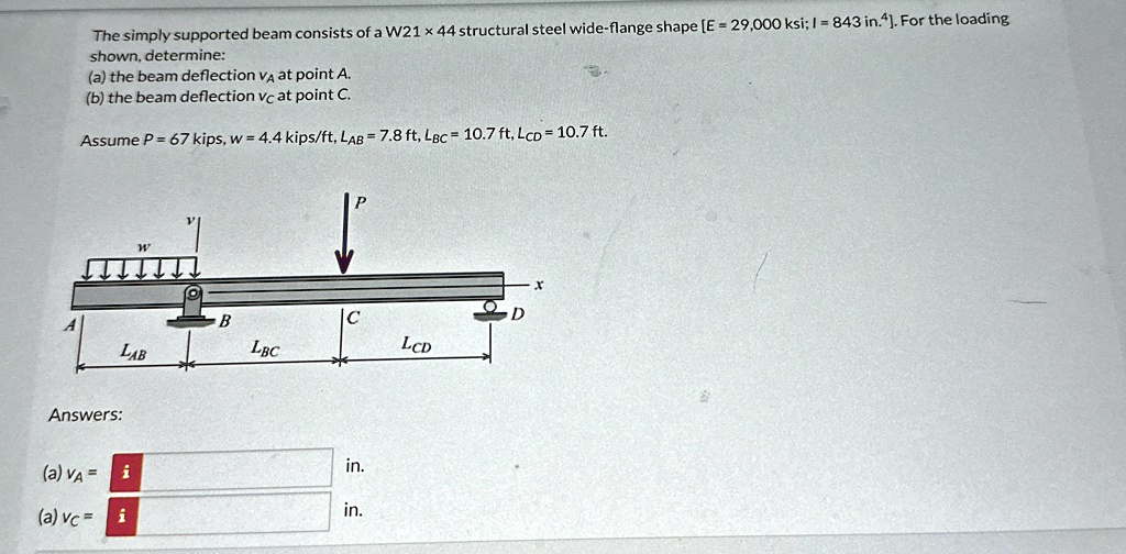 the simply supported beam consists of a w21 44 structural steel wide ...