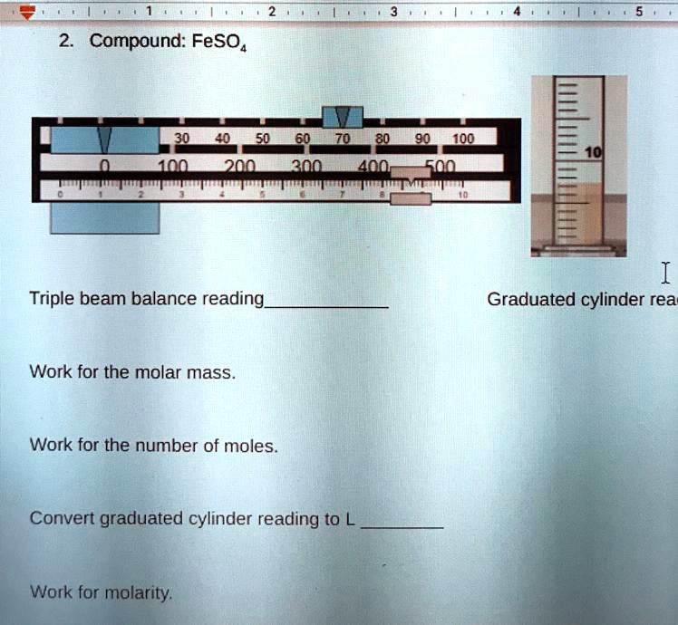 SOLVED: 'I Graduated cylinder reading Triple beam balance reading, Work ...