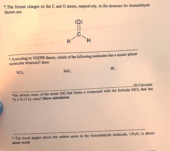 * The formal charges on the C and O atoms, respectively, in the ...