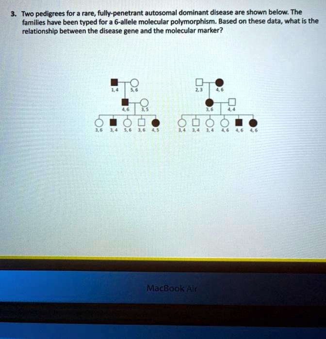two pedigrees for rare fully penetrant autosomal dominant disease are ...