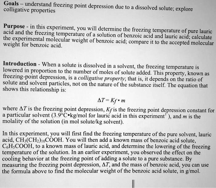 goals understand freezing colligative properties point depression due ...