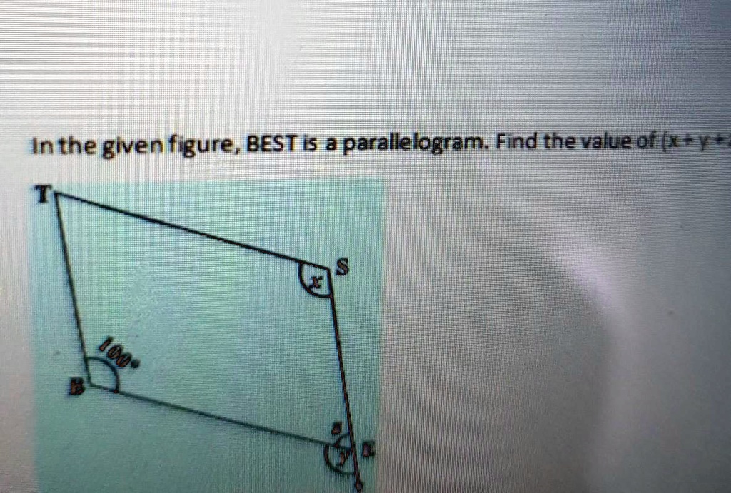 In the given figure, BEST is a parallelogram. Find the value of (x+y+z).