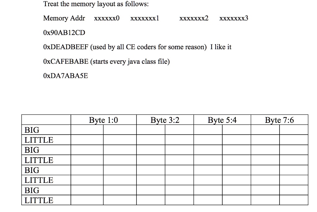 Solved Take The Following 32 Bit Words In Hex And Express Them In Little And Big Endian Forms