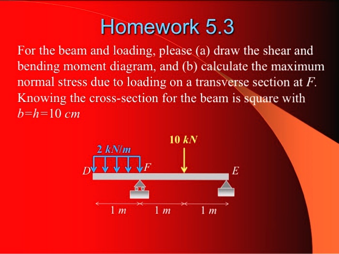 SOLVED: Homework 5.3 For the beam and loading, please (a) draw the ...