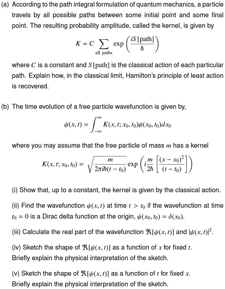 SOLVED: a According to the path integral formulation of quantum ... SOLVED: a According to the path integral formulation of quantum ...