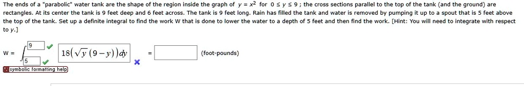 SOLVED: The ends of a parabolic water tank are shaped like the region ...