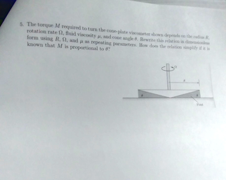 5 the torque m required to turn the cone plate viscometer shown depends ...