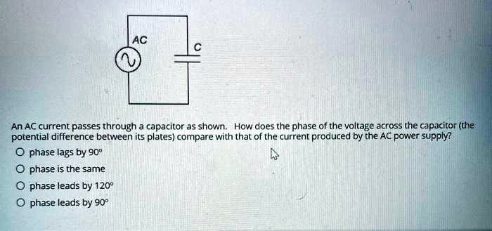 SOLVED: An AC current passes through a capacitor as shown How does the ...