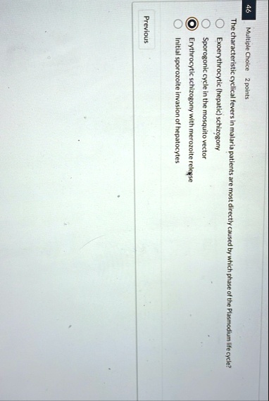 46 multiple choice 2 points the characteristic cyclical fevers in ...