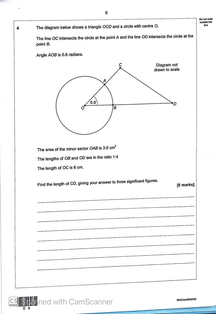 do noleio oulsido tho the diagram below shows triangle ocd and circle ...