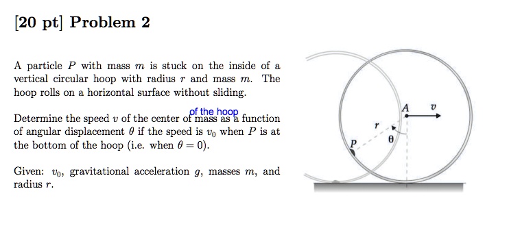 SOLVED: 20 pt] Problem 2 A particle P with mass m is stuck on the inside of a vertical circular ...