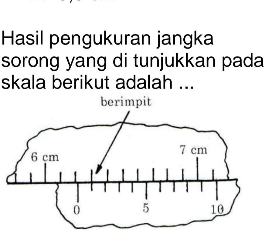hasil pengukuran jangka Sorong yg di tunjukan pada skala berikut adalah ...