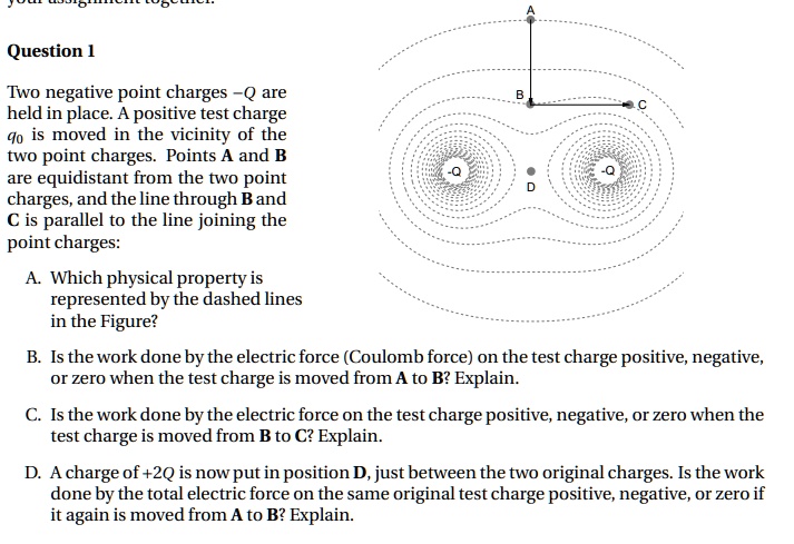 question two negative point charges q are held in place a positive test ...