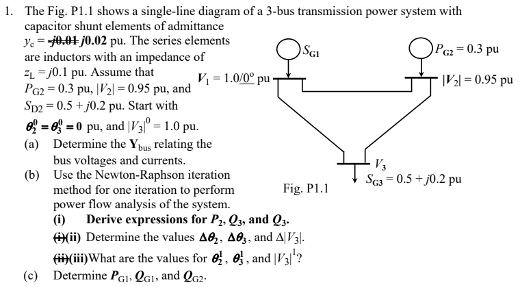 the fig p11 shows a single line diagram of a 3 bus transmission power system with capacitor ...
