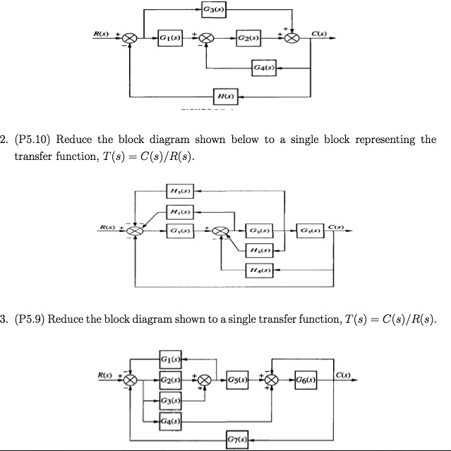 SOLVED: (P5.4) Reduce the system shown below to a single transfer function, T(s) = C(s)/R(s) 2 ...