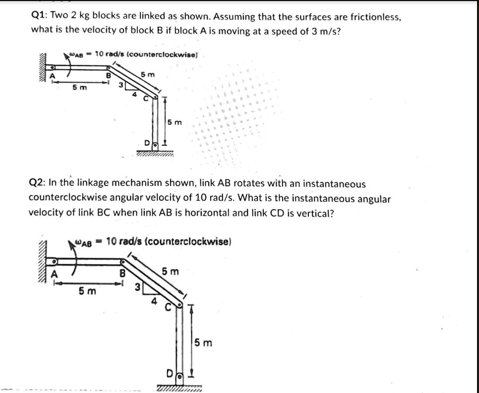 SOLVED: Texts: Q1: Two 2 kg blocks are linked as shown. Assuming that the surfaces are ...