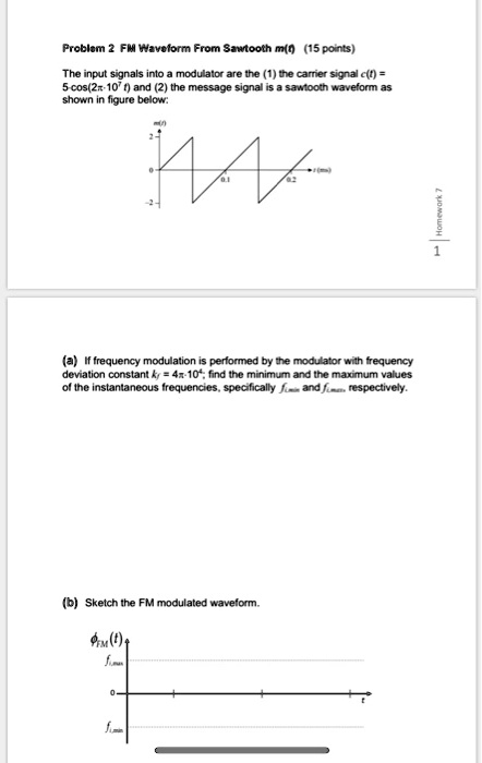 problem 2 fm waveform from sawtooth m15 points the input signals into a modulator are the 1 the ...