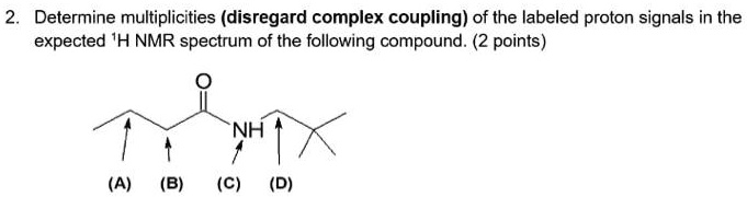 SOLVED: Determine multiplicities (disregard complex coupling) of the labeled proton signals in ...