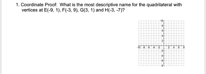 Coordinate Proof What Is The Most Descriptive Name For The Quadrilateral With Vertices At E 9 1