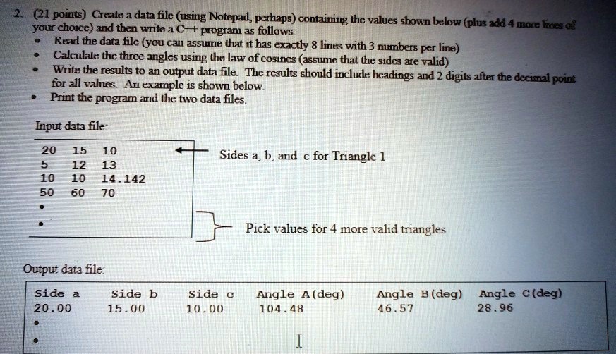 VIDEO solution: 2.21 points Create a data file using Notepad, perhaps ...