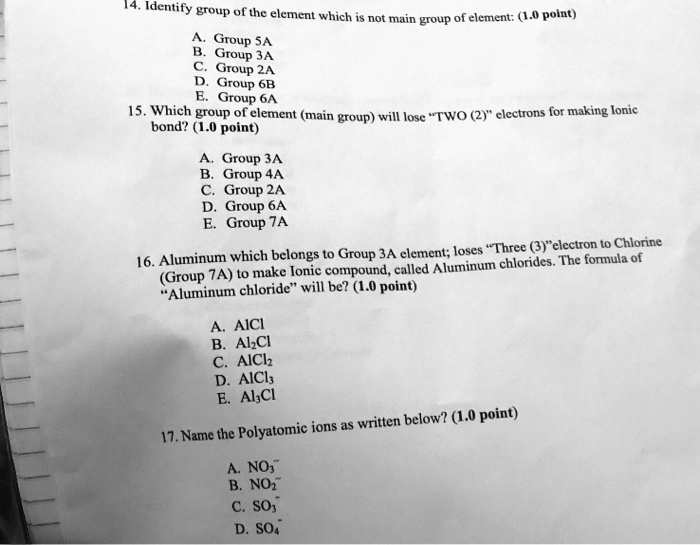 SOLVED: Identify the group of elements that is not a main group of ...