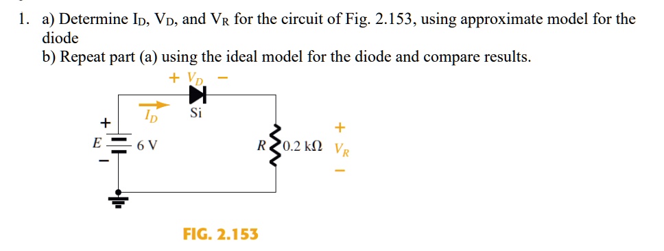 SOLVED: a) Determine Ip, Vp, and VR for the circuit of Fig. 2.153 ...
