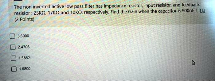 The non inverted active low pass filter has impedance resistor, input ...