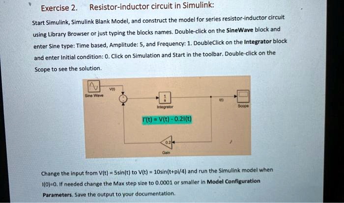 Exercise 2. Resistor-inductor circuit in Simulink: Start Simulink ...