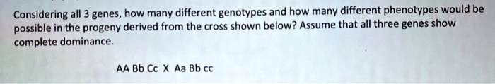 SOLVED:Considering all 3 genes, how many different genotypes and how ...