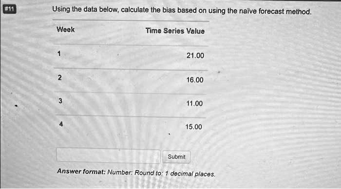 SOLVED: Using the data below, calculate the bias based on using the ... SOLVED: Using the data below, calculate the bias based on using the ...