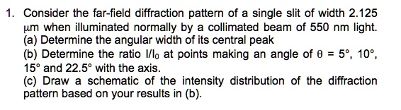 Solved Consider The Far Field Diffraction Pattern Of A Single Slit Of
