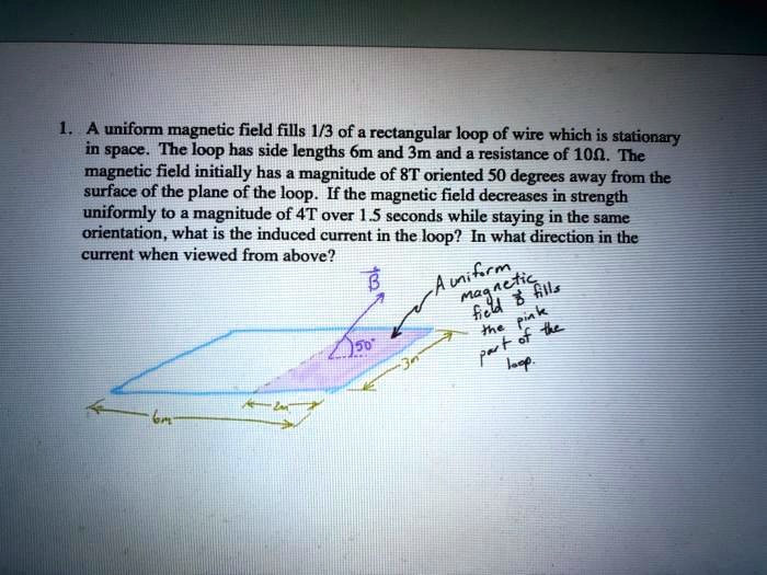 SOLVED: A uniform magnetic field fills 1/3 of a rectangular loop of wire which is stationary In ...