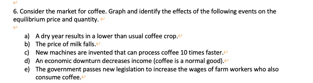 6. Consider the market for coffee. Graph and identify the effects of ...