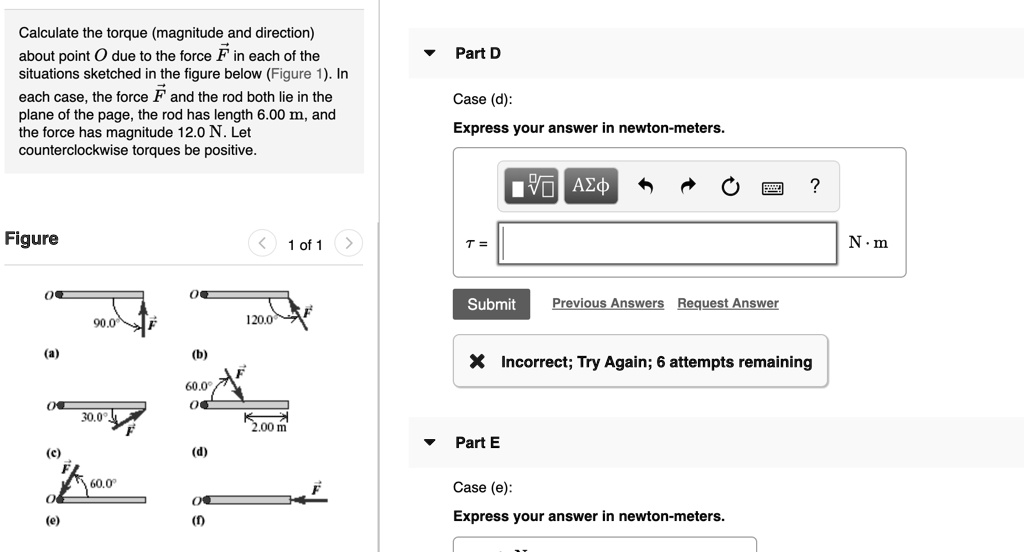 SOLVED: Calculate the torque (magnitude and direction) about point 0 ...
