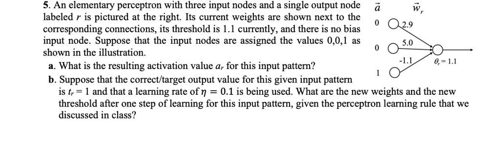 SOLVED: 5. An elementary perceptron with three input nodes and a single ...