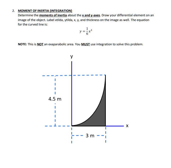 SOLVED: 2. MOMENT OF INERTIA (INTEGRATION) Determine the moments of inertia about the x and y ...