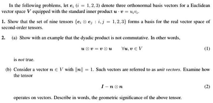 Solved In The Following Problems Let â‚¬ 1 2 3 Denote Three Orthonormal Basis Vectors For