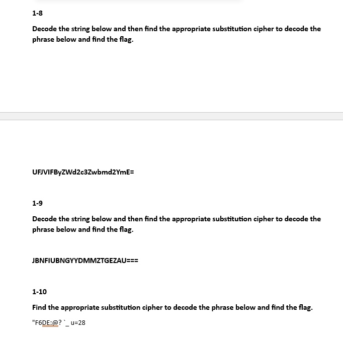 1-8 Decode the string below and then find the appropriate substitution ...