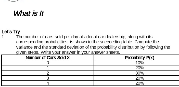 SOLVED: Let's try. The number of cars sold per day at a local car ...