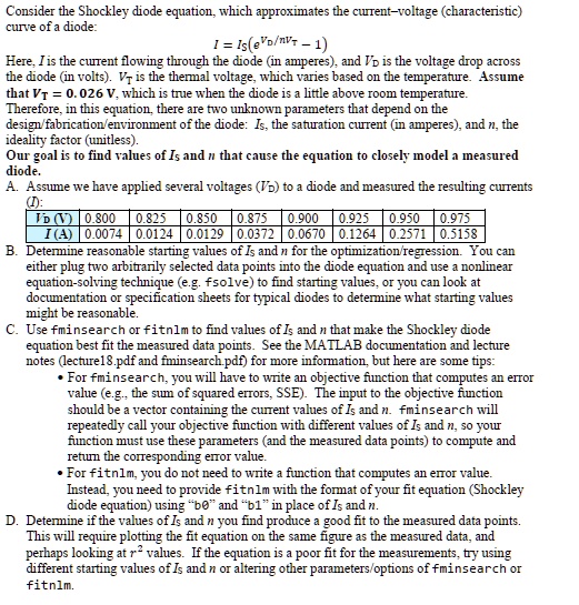 SOLVED:Consider the Shockley diode equation, which approximates the ...
