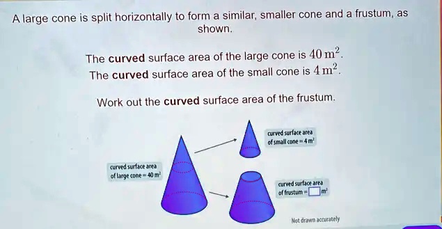 SOLVED: A large cone is split horizontally to form a similar, smaller ...