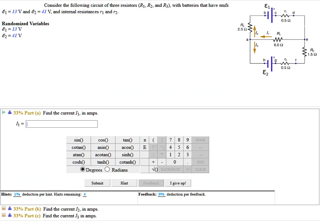 SOLVED: Consider the following circuit of three resistors (R1; Rz, and R3) with batteries that ...