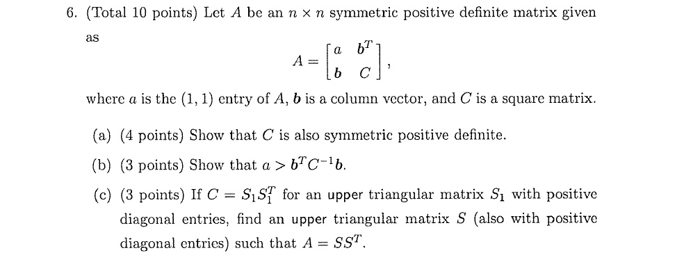 SOLVED:(Total 10 points) Lct A be an n X n symmetric positive definite ...