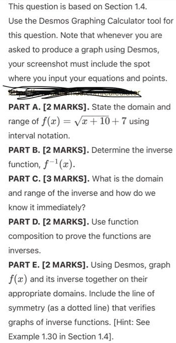 SOLVED: Texts: explain step by step please This question is based on Section 1.4. Use the Desmos ...