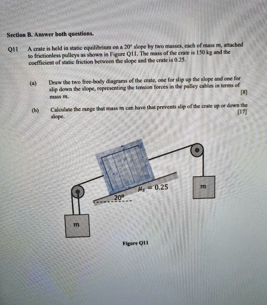 SOLVED: Texts: Section B. Answer both questions QI1. A crate is held in ...