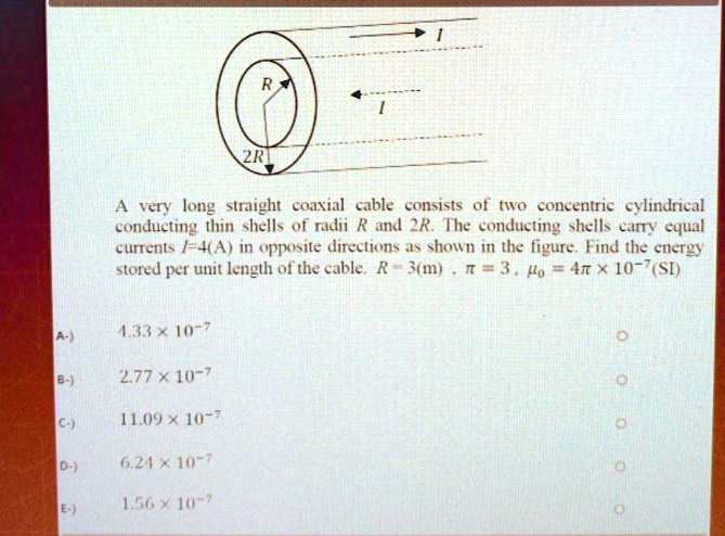 R 1 2R A very long straight coaxial cable consists of two concentric ...