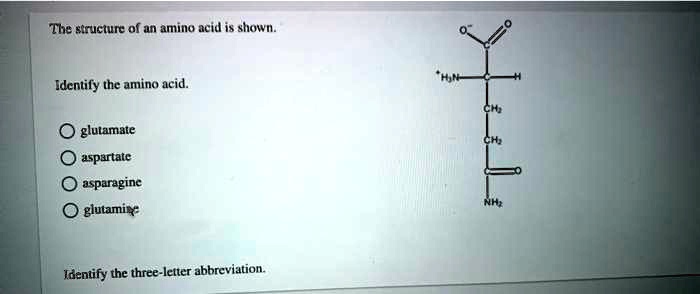 The structure of an amino acid is shown. Identify the amino acid ...