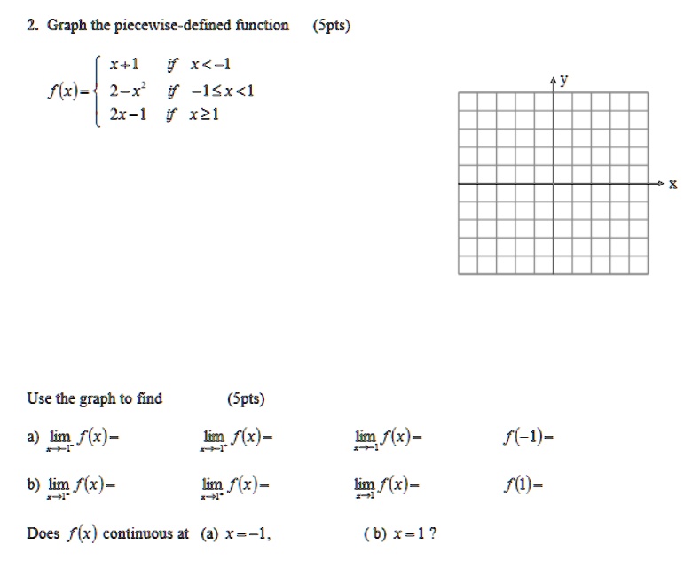 SOLVED: 2. Graph the piecewise-defined function (5pts) x+1 yf x