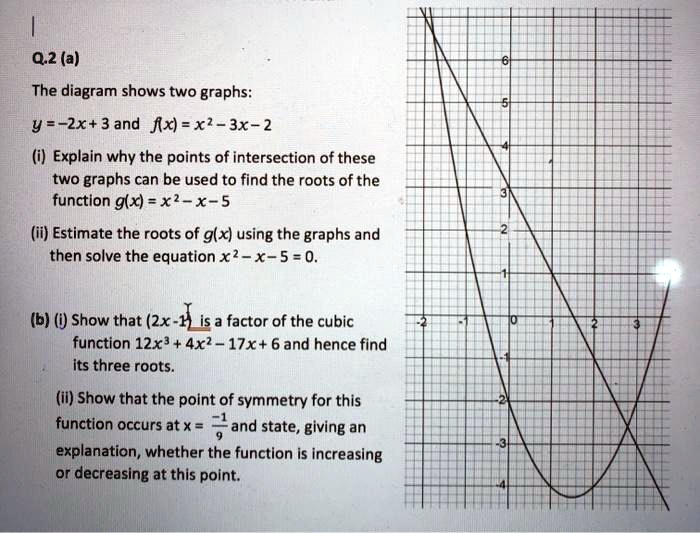 SOLVED: (a) The diagram shows two graphs: y = 2x + 3 and y = 3x - 2 ...